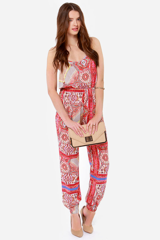 Fun Print Jumpsuit - Red Jumpsuit - Backless Jumpsuit - $48.00 - Lulus