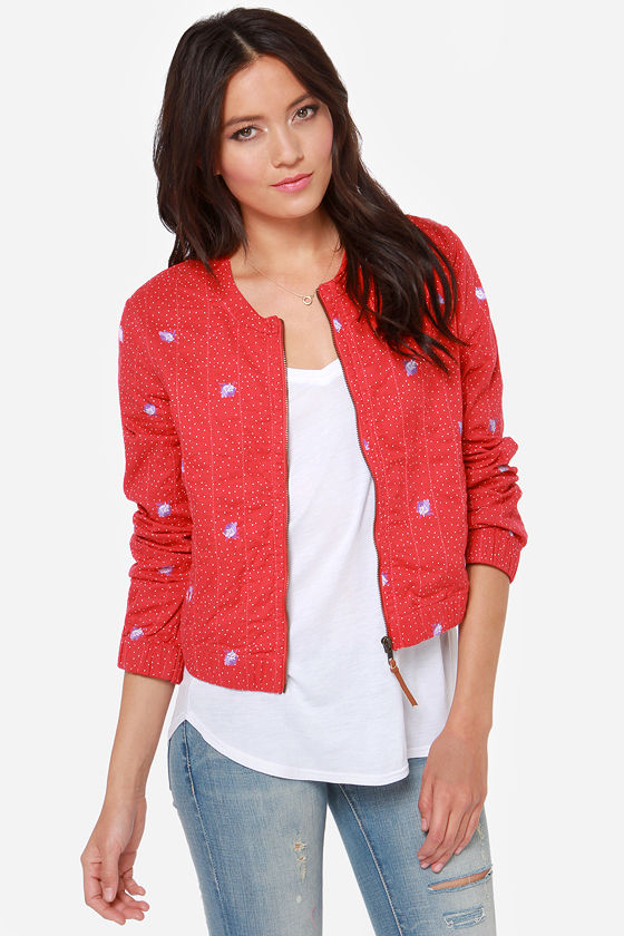 Obey Simone Jacket - Red Jacket - Print Jacket - $85.00 - Lulus