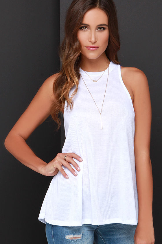 Ivory Sleeveless Top Ribbed White Top Racerback Top 34 00 Lulus