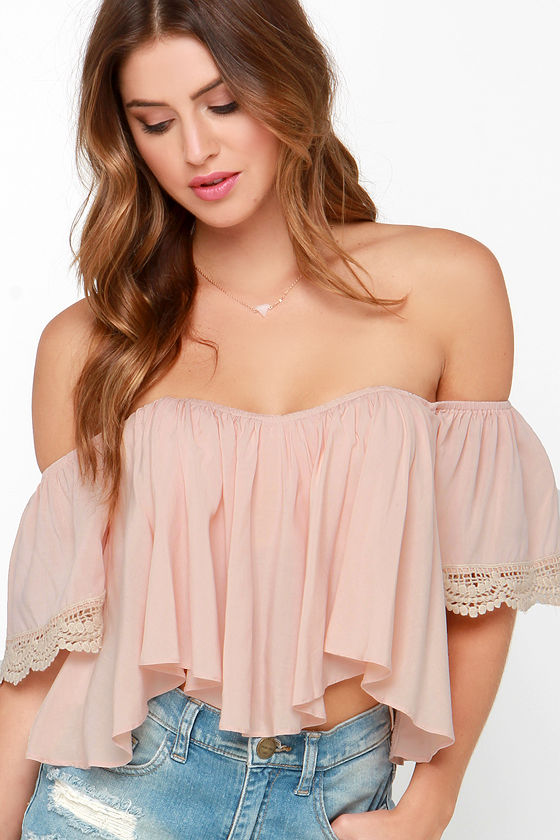 Cute Peach Top - Crop Top - Crochet Top - Off-the-Shoulder Top - $40.00 ...