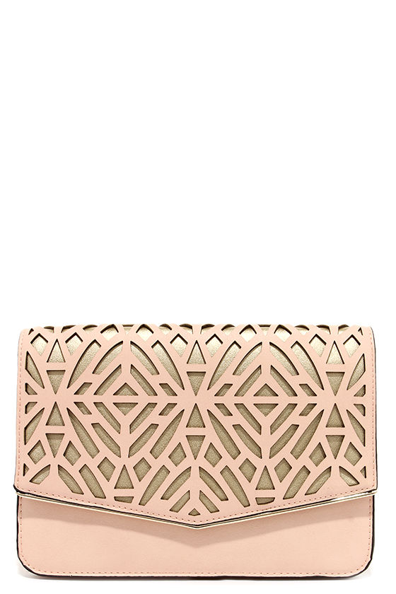 Chic Peach Clutch - Gold and Peach Purse - Laser-Cut Purse - $32.00 - Lulus