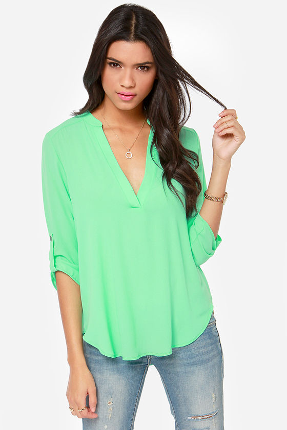 Cute Mint Green Top - Mint Top - V Neck Top - $37.00 - Lulus
