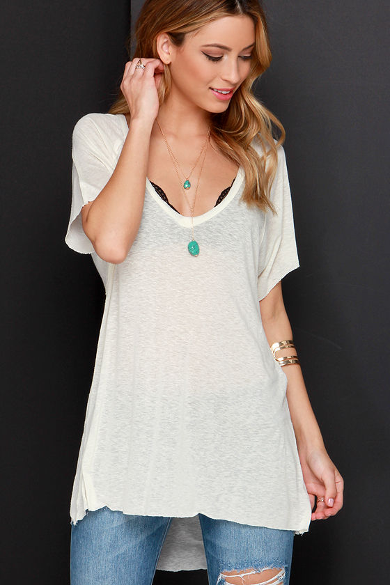 Soft Knit Tee - Cream T-Shirt - V Neck Tee - $44.00 - Lulus