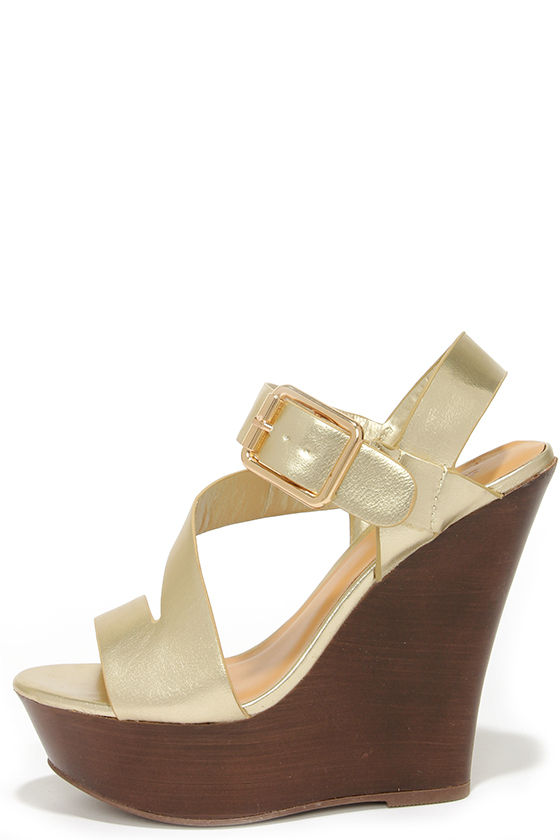 Pretty Gold Wedges - Wedge Sandals - Platform Wedges - $36.00 - Lulus