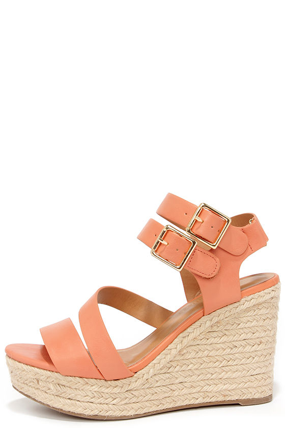 Pretty Salmon Wedges - Wedge Sandals - Platform Sandals - $30.00 - Lulus