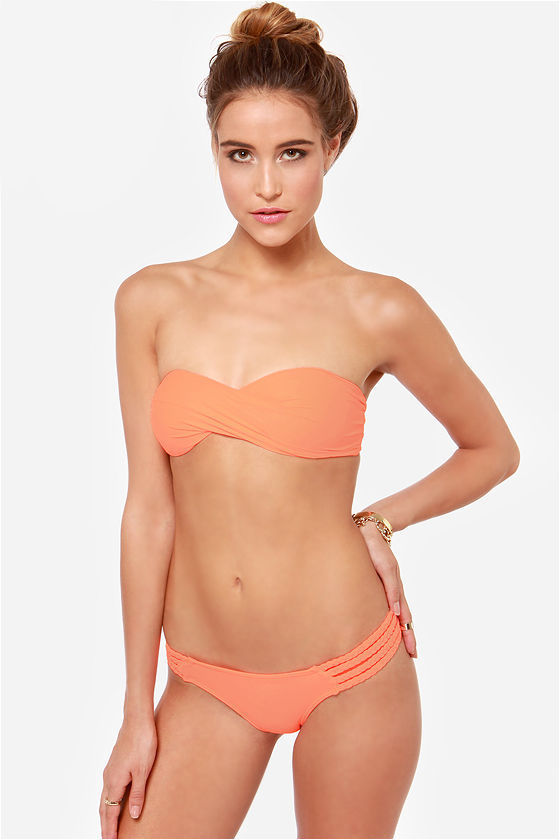 Sexy Orange Bikini Orange Swimsuit Bandeau Bikini 136 00 Lulus