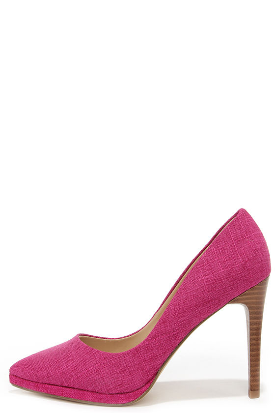 Pretty Pointed Pumps - Linen Pumps - Magenta Pumps - $125.00 - Lulus