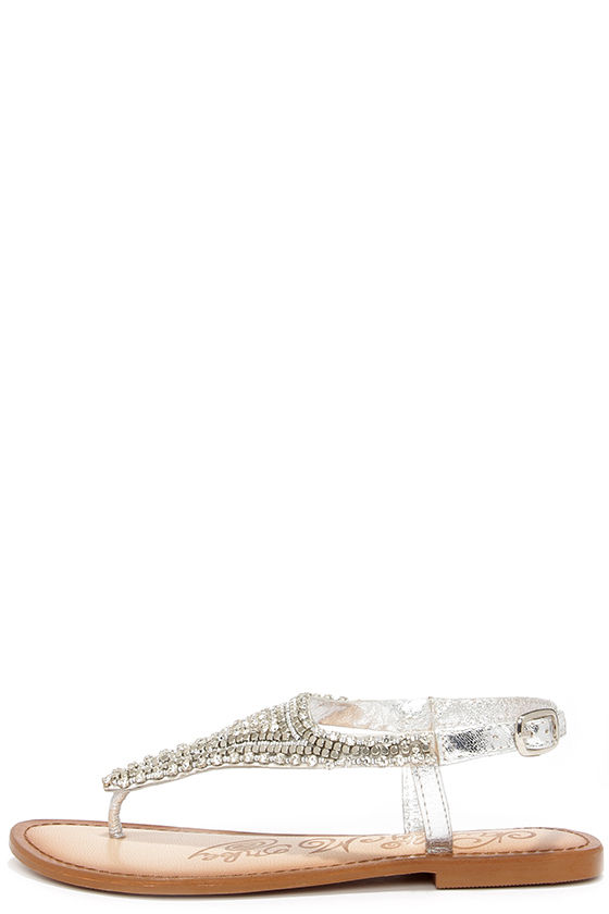 Cute Silver Sandals - Beaded Sandals - Thong Sandals - $74.00 - Lulus