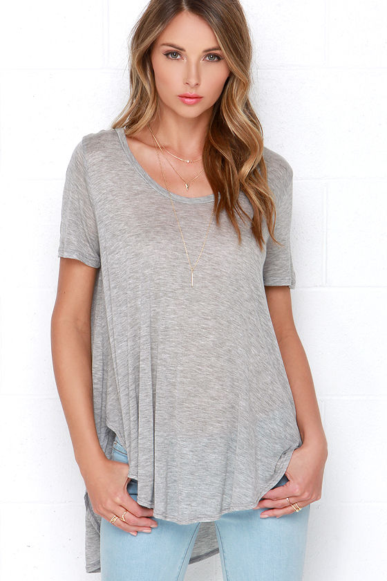 Cute Heather Grey Tee - Grey Top - Soft Knit Tee - $34.00 - Lulus