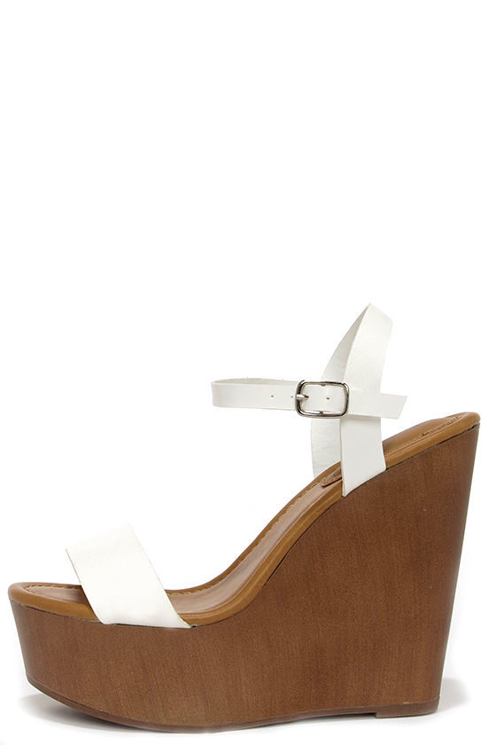 Cute Platform Wedges - White Shoes - Wedge Sandals - $30.00 - Lulus