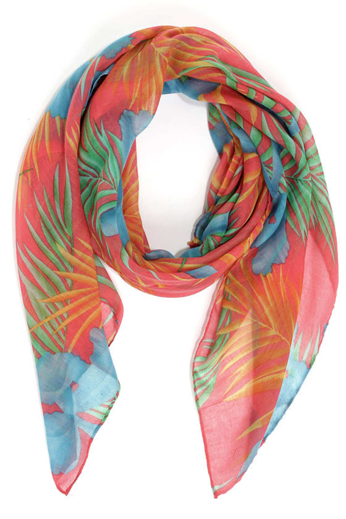 Cool Pink Scarf - Tropical Print Scarf - Floral Print Scarf - $12.00 ...