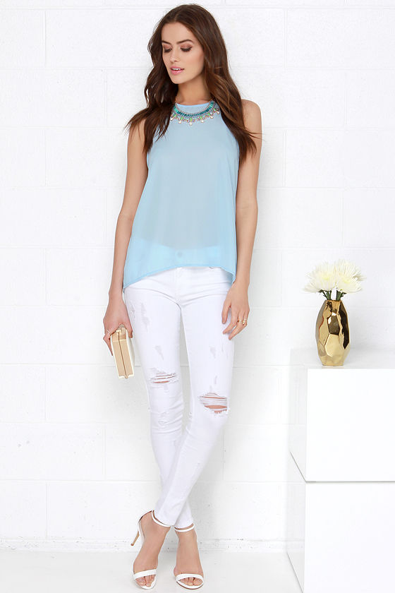 Cute Light Blue Top - Sleeveless Top - $31.00 - Lulus