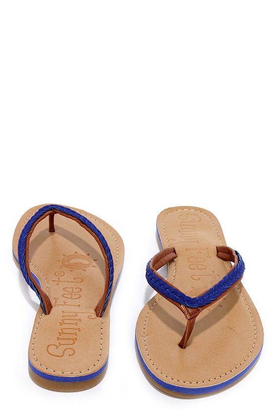 Cute Blue Flip Flops - Braided Flip Flops - Thong Sandals - $14.00