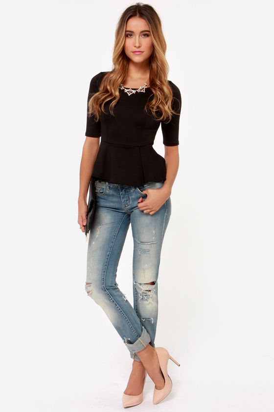 Cute Black Top - Peplum Top - Knit Top - $35.00 - Lulus