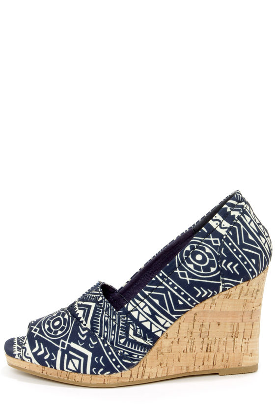 Cute Blue Wedges - Peep Toe Wedges - Wedge Heels - $34.00 - Lulus