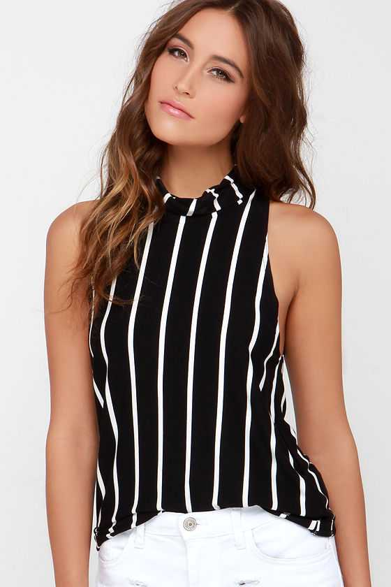 The Fifth Label Jupiter Sunshine Top - Black Striped Sleeveless Top ...