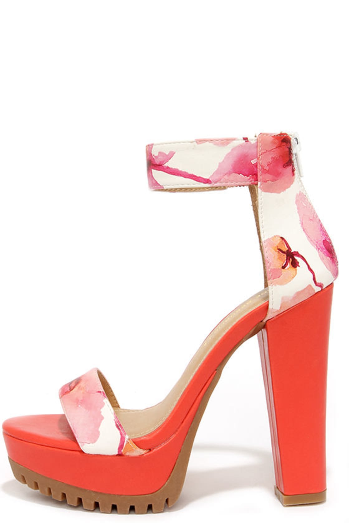 Pretty Red Heels - Floral Heels - Platform Sandals - $38.00 - Lulus