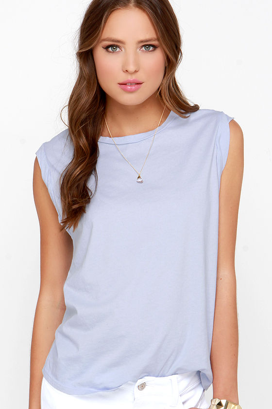 Cute Light Blue Tee - Muscle Tee - Blue Top - $28.00 - Lulus