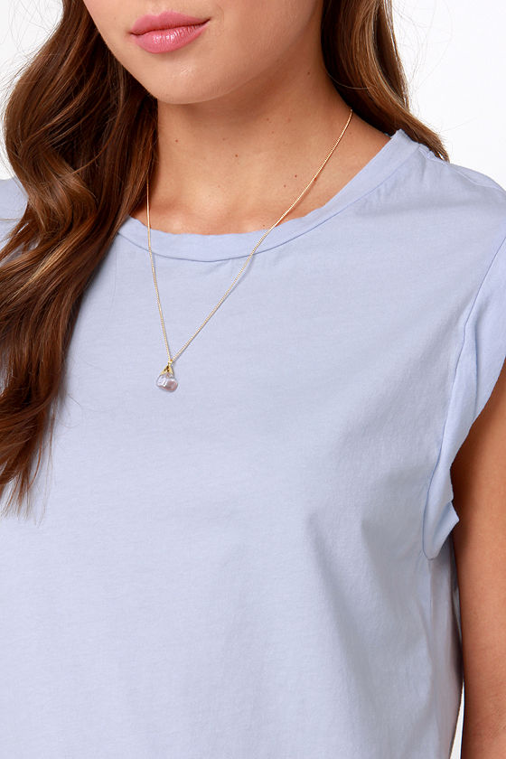 Cute Light Blue Tee - Muscle Tee - Blue Top - $28.00