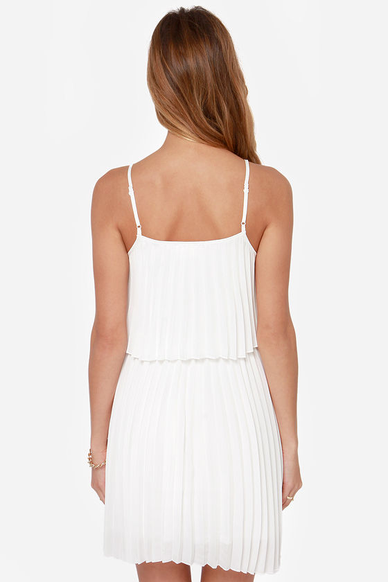 Pretty White Dress - Pleated Dress - $49.00
