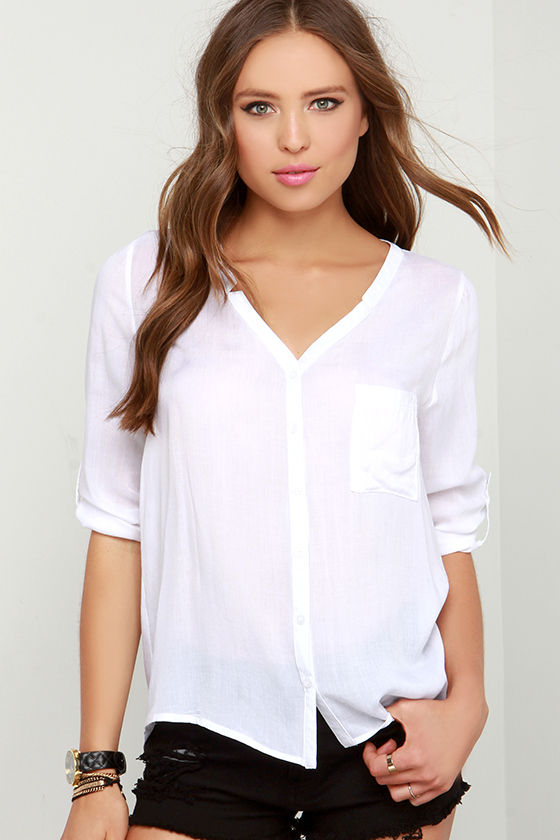 Ivory Top - Button-Up Top - White Button-Up Top - $42.00 - Lulus