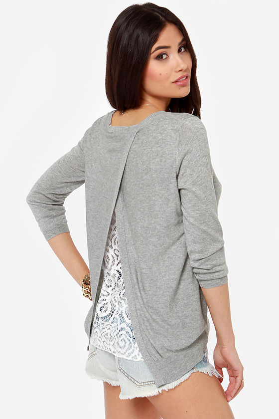 Cute Grey Sweater - Lace Sweater - $79.00 - Lulus