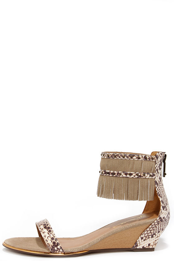 Cute Snakeskin Sandals - Fringe Wedges - Wedge Sandals - $73.00 - Lulus