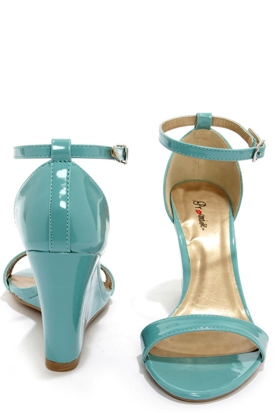 Pretty Blue Shoes - Blue Wedges - Patent Wedges - $29.00 - Lulus