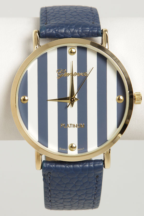 Cute Striped Watch - Navy Blue Watch - White Watch - $20.00 - Lulus