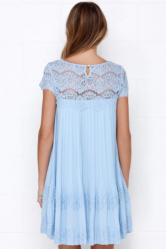Darling Demi Dress - Light Blue Dress - Shift Dress - Lace Dress - $103.00