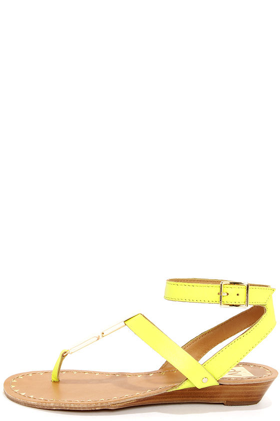 Pretty Chartreuse Sandals - Metal Plated Sandals - Thong Sandals - $65. ...