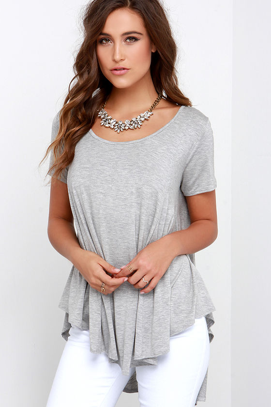 Heather Grey Tee - Swing Top - High-Low Top - $32.00 - Lulus