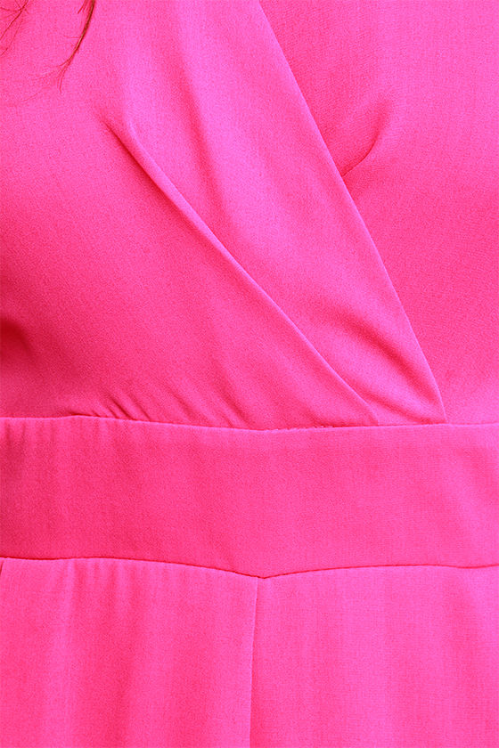 Cute Hot Pink Romper Sleeveless Romper Surplice Romper 48 00