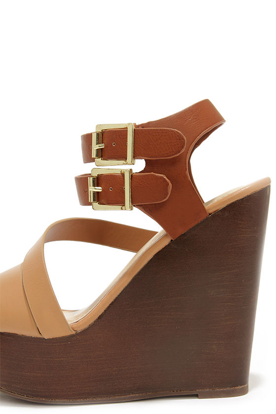Cute Platform Wedges - Wedge Sandals - Brown Wedges - $36.00