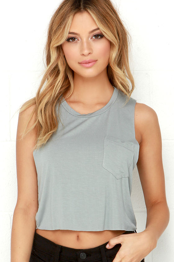 Cute Grey Top - Crop Top - Crop Tee - Muscle Tee - $24.00 - Lulus