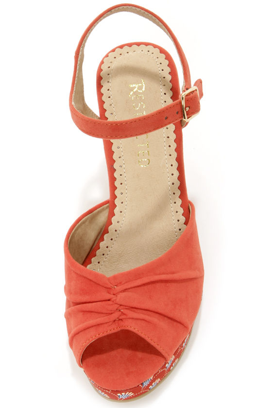 Cute Orange Heel - Print Heels - High Heel Sandals - $57.00