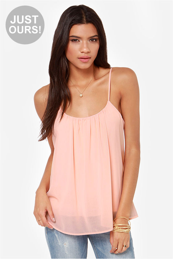 Pretty Peach Top - Chiffon Top - Peach Tank Top - $31.00 - Lulus