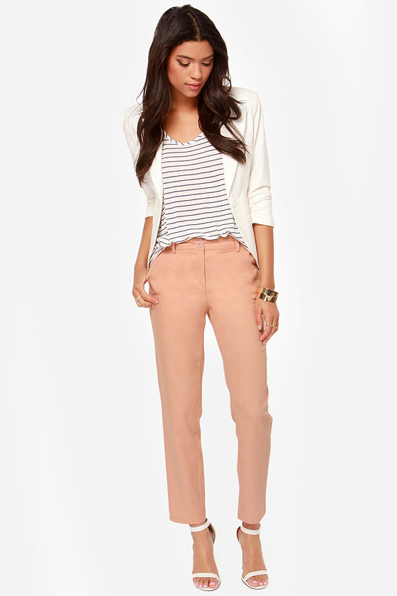 Cute Peach Pants - Tapered Pants - High-Waisted Pants - $68.00 - Lulus