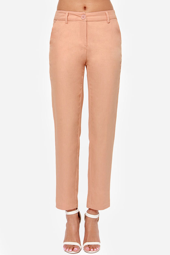 Cute Peach Pants - Tapered Pants - High-Waisted Pants - $68.00 - Lulus