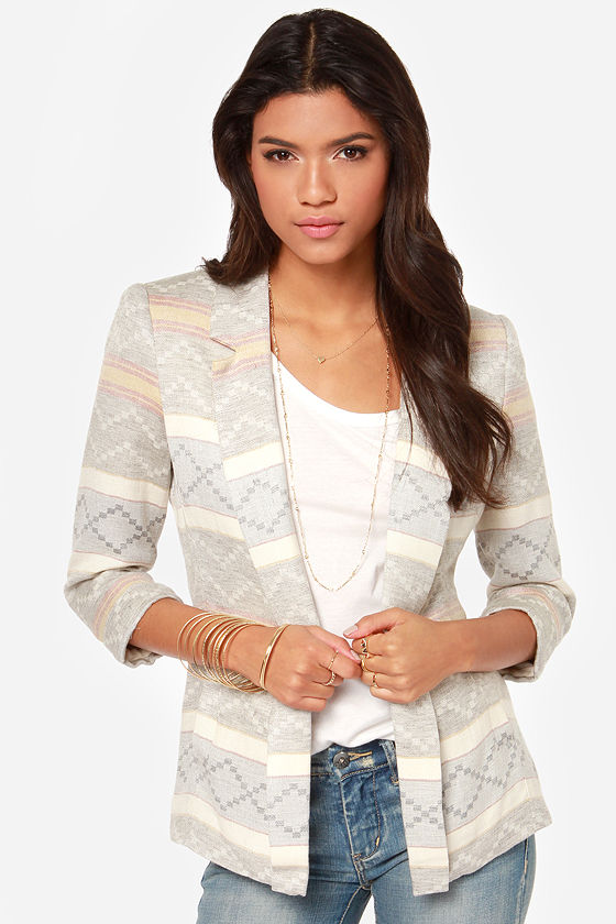 Cool Print Blazer - Grey Blazer - Print Jacket - $102.00 - Lulus