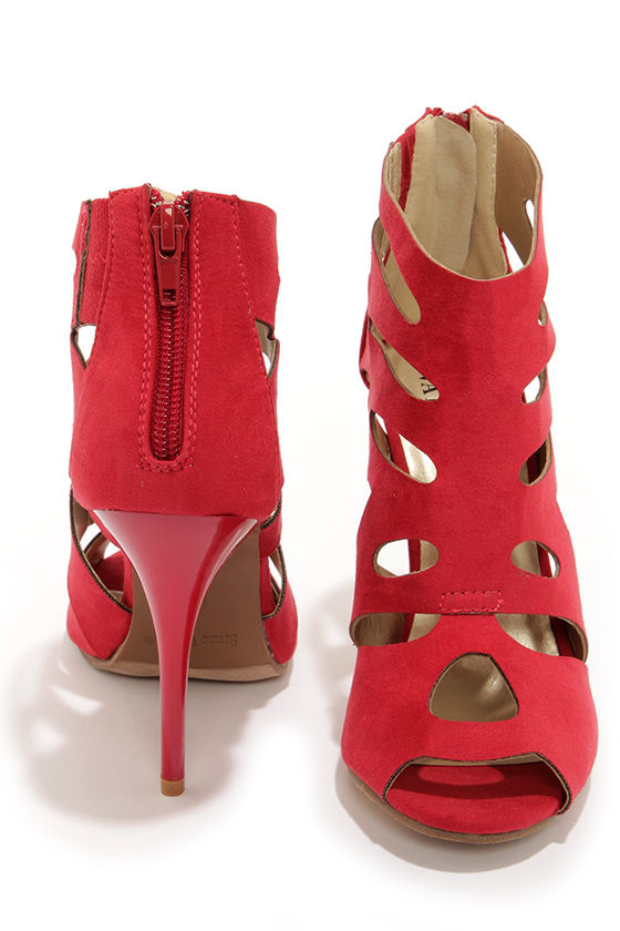 Sexy Red Heels - Cutout Booties - Ankle Boots - $39.00 - Lulus