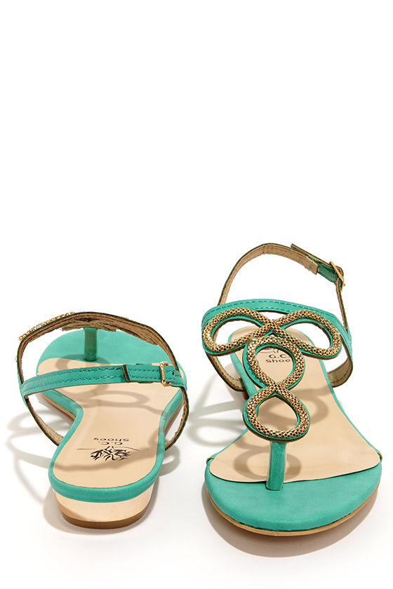 Fancy Teal Sandals - Embellished Sandals - Thong Sandals - $48.00 - Lulus