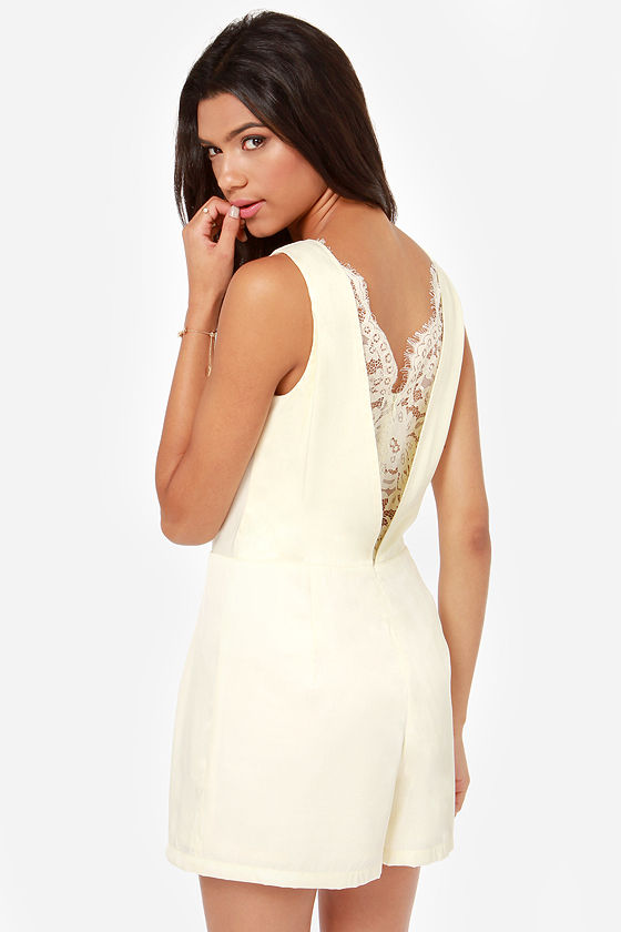 Cute Cream Romper - Lace Romper - $66.00 - Lulus