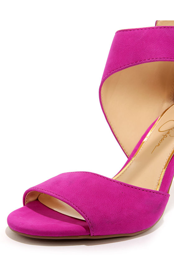 Sexy Magenta Heels - Suede Heels - Ankle Strap Heels - $89.00