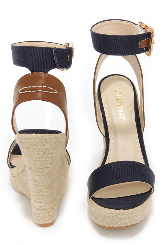 Cute Navy Blue Wedges - Espadrille Wedges - Wedge Sandals - $41.00 - Lulus