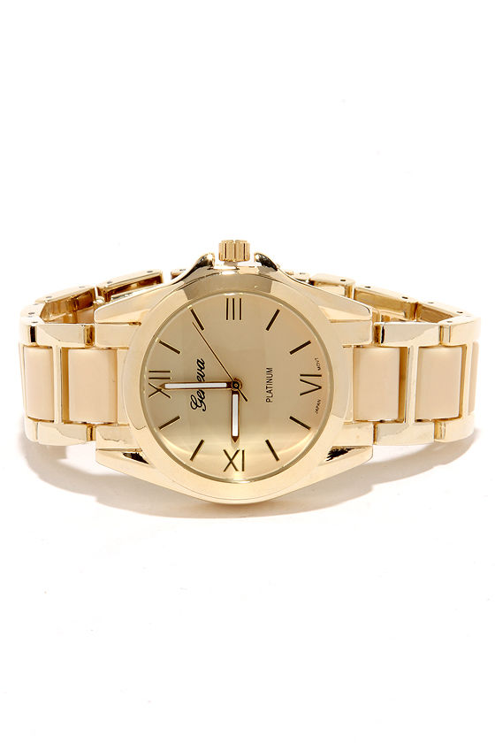 Chic Gold Watch - Cream Watch - Round Face Watch - Women's Watch - $22. ...