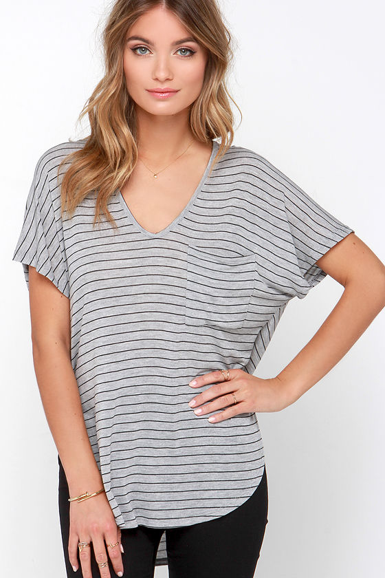 Cute Grey Top - Striped Tee - Grey Tee - $28.00 - Lulus