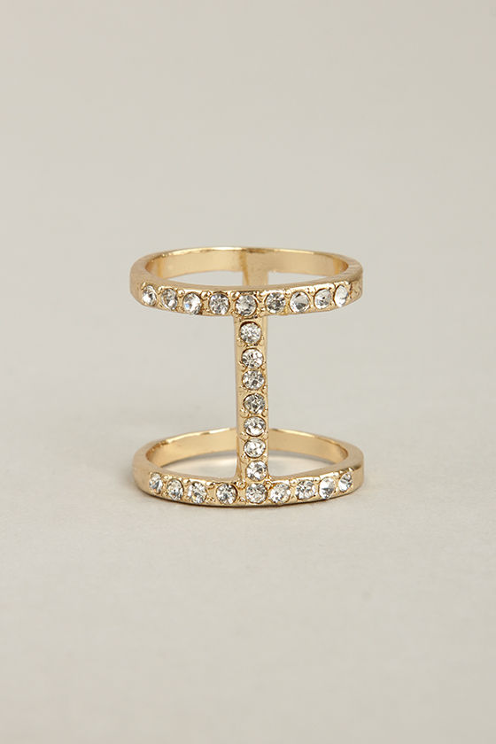 Pretty Gold Ring - Rhinestone Ring - $10.00 - Lulus