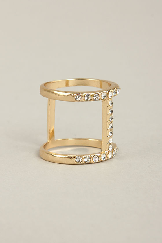 Pretty Gold Ring - Rhinestone Ring - $10.00 - Lulus