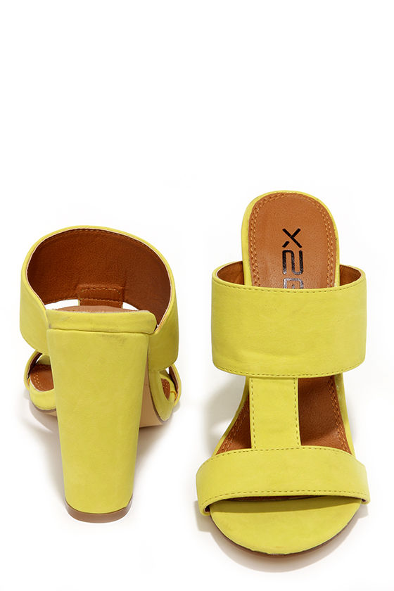 Cute Yellow Heels - Peep Toe Mules - $29.00 - Lulus